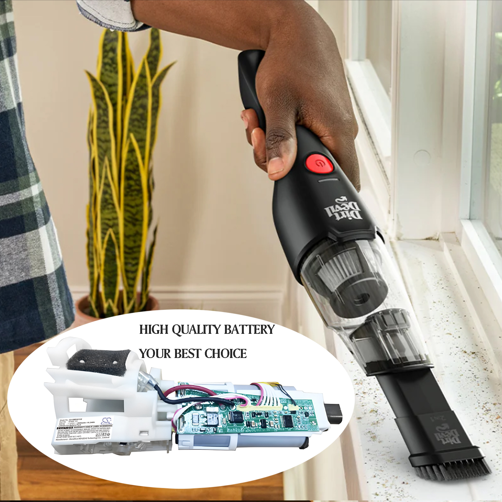 Dirt Devil Grab & Go 8V Cordless Handheld Vacuum / 13049009 2600 mAh Li ...