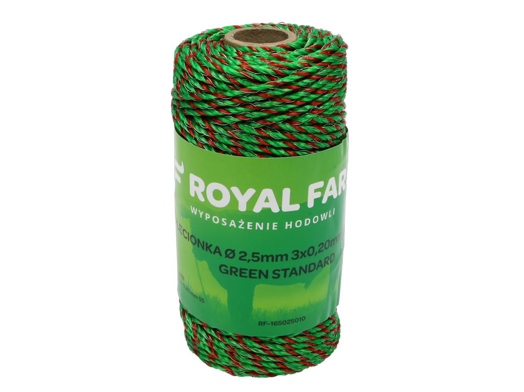 Braid, for electric fencer 2.5mm, 3x0.20mm SS green-orange 100m, Royal ...
